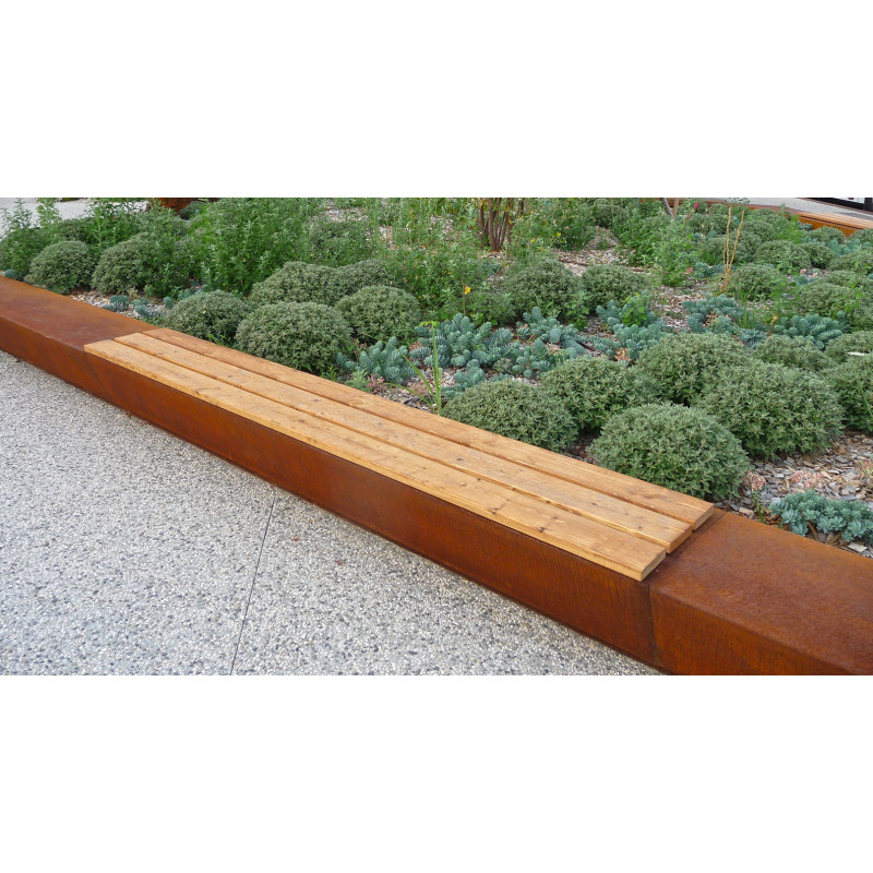 Socle avec siège en acier Corten - L'Atlantide